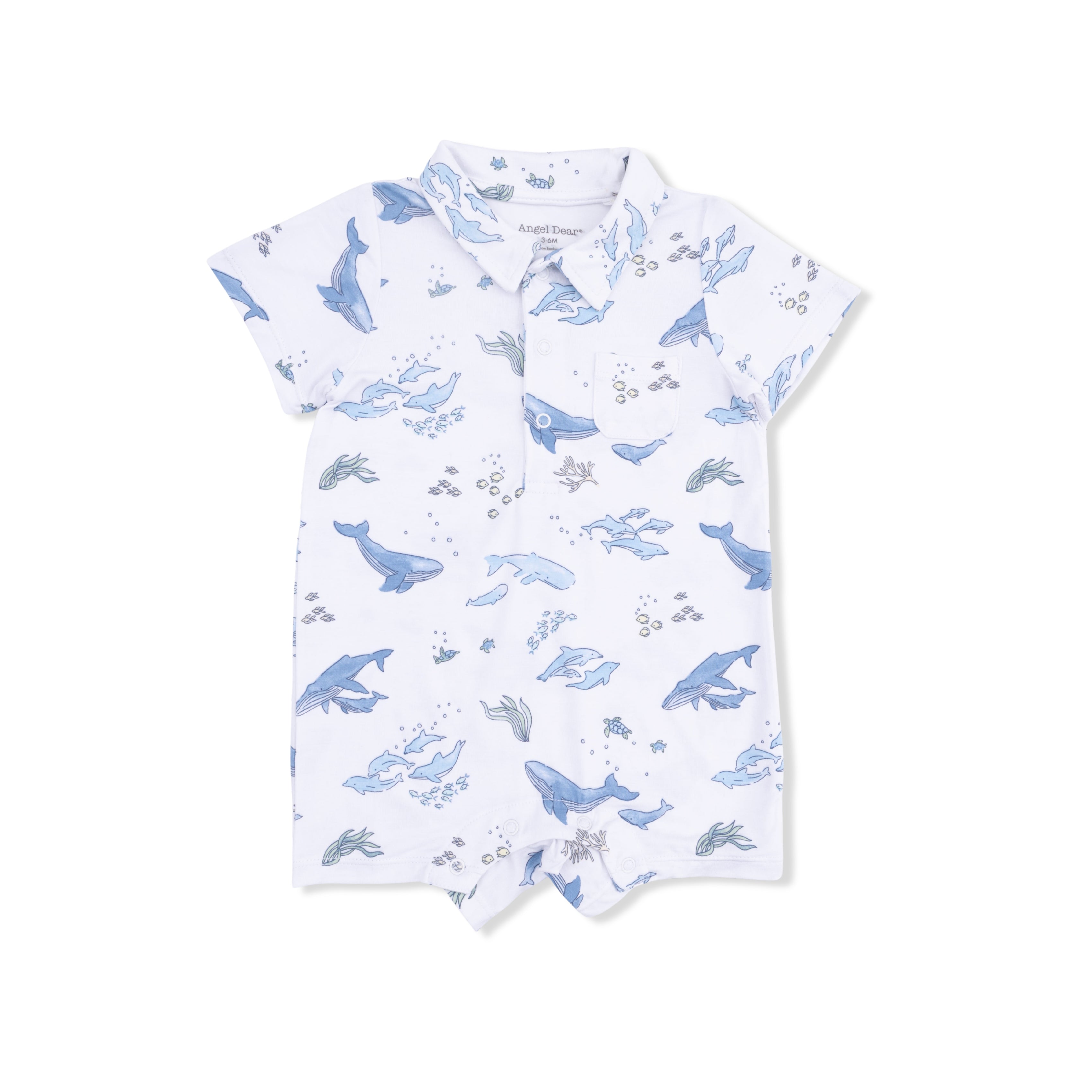 Watercolor blue whales polo shortie – Tugboat & The Bird