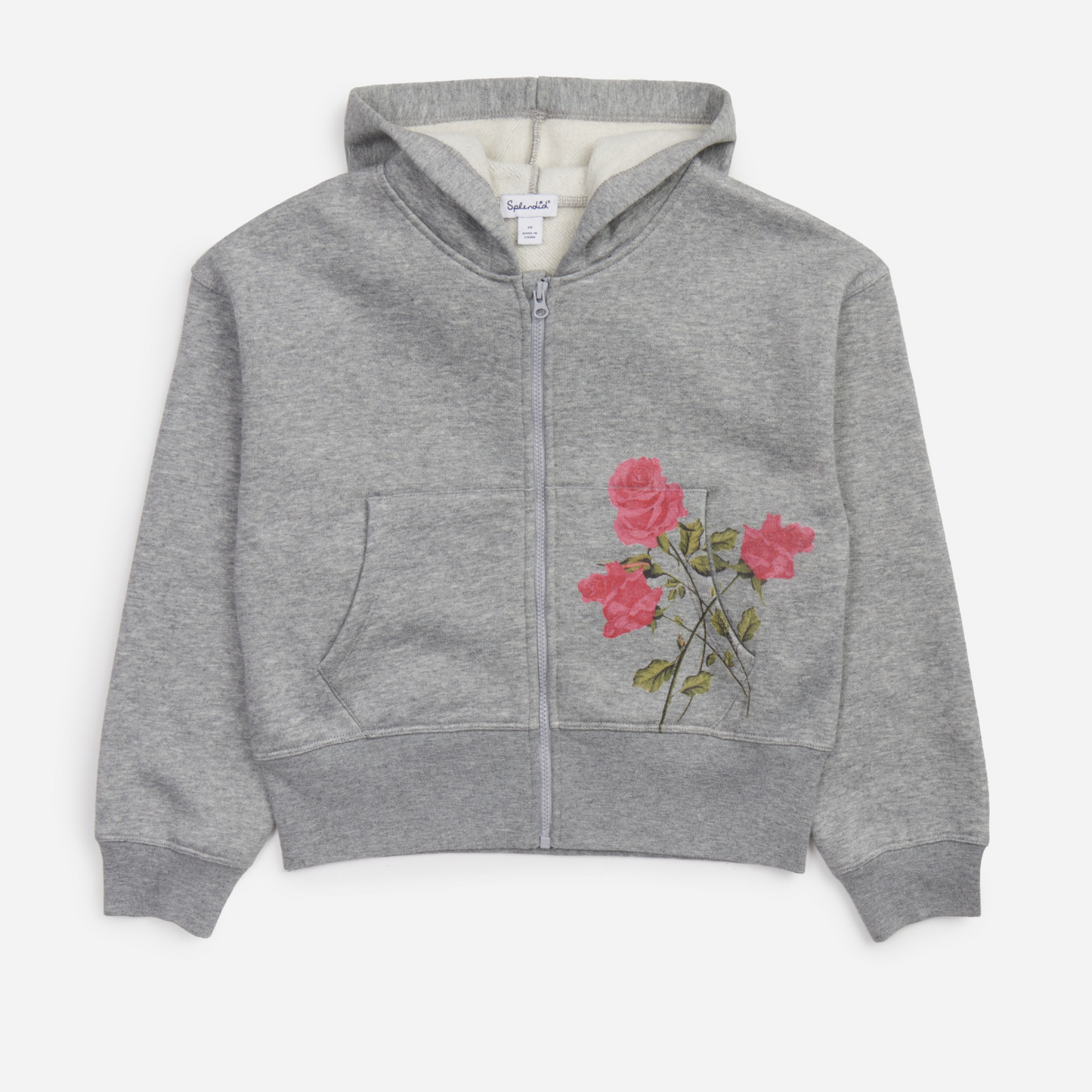 Camellia rose zip up hoodie - heather grey – Tugboat & The Bird